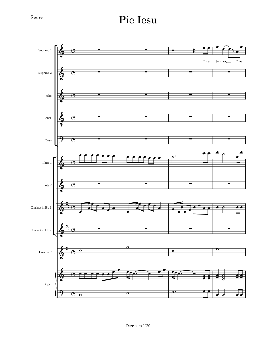 Pie jesu – Gabriel Fauré Pie Jesu 2 Sheet Music for Soprano, Alto ...