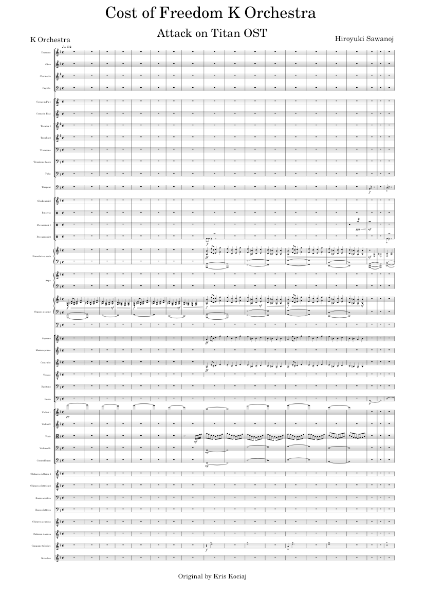 Symphonicsuite (Aot) Part1-1st: 0Sk – Hiroyuki Sawano Sheet Music for ...