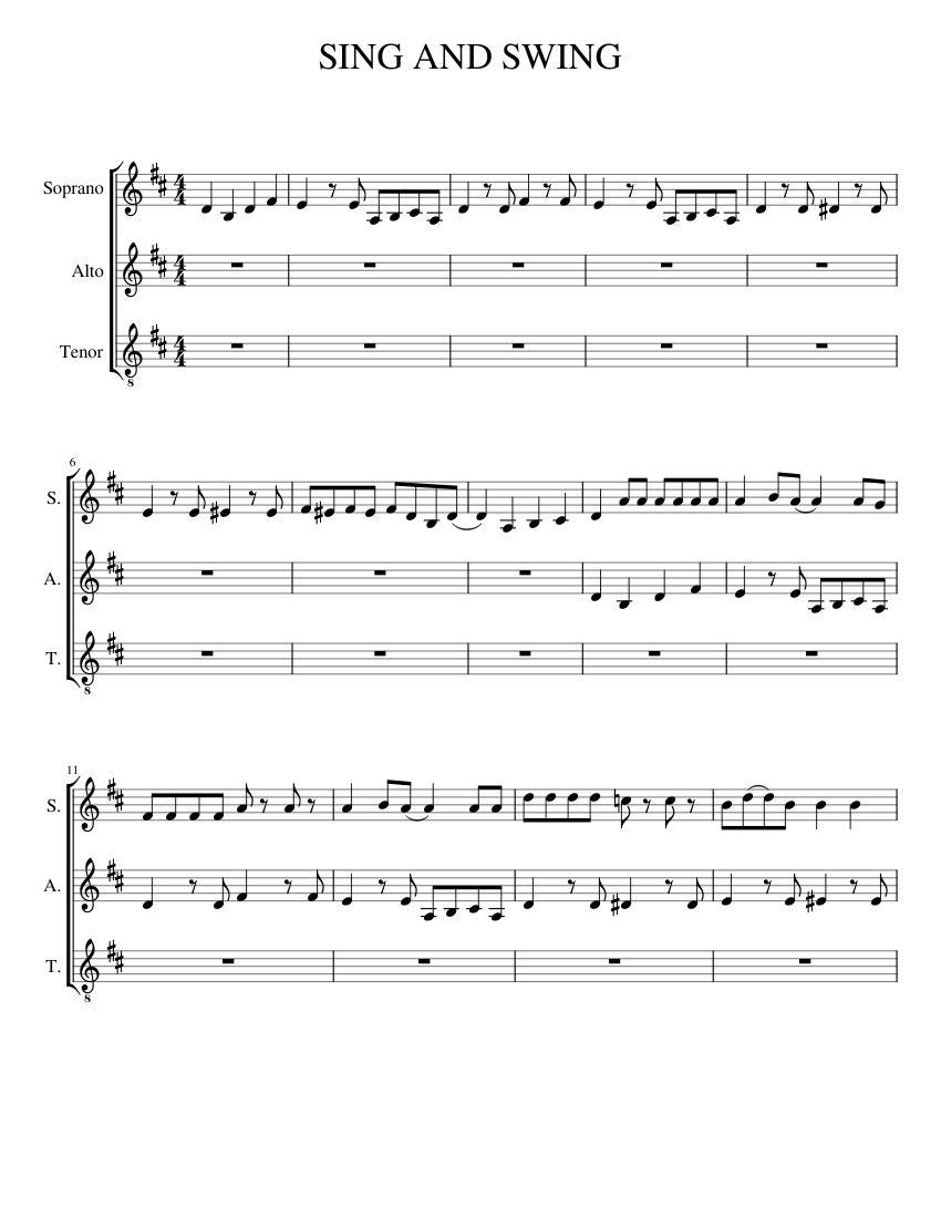 SING AND SWING Sheet music for Soprano, Alto, Tenor (Choral ...