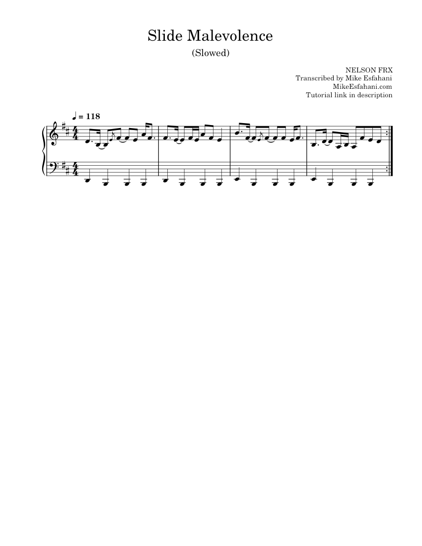 Slide Malevolence – NELSON FRX Sheet music for Piano (Solo) Easy ...