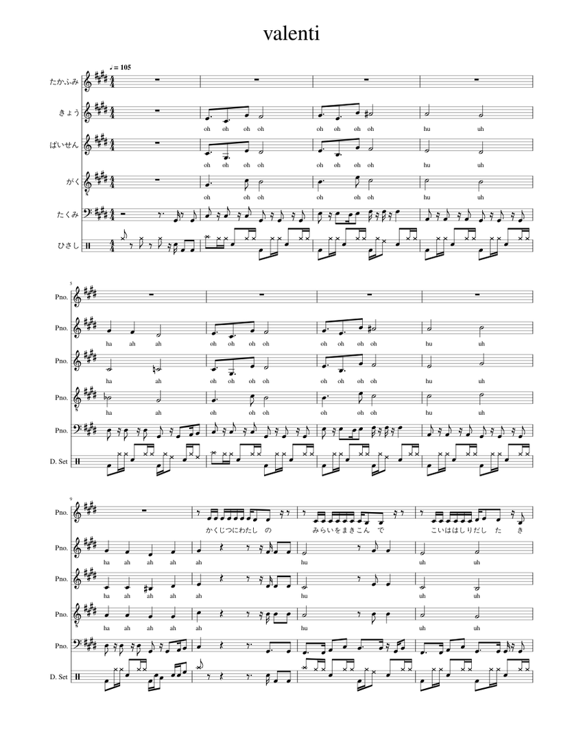 valenti Sheet music for Piano, Drum group (Mixed Ensemble) | Musescore.com