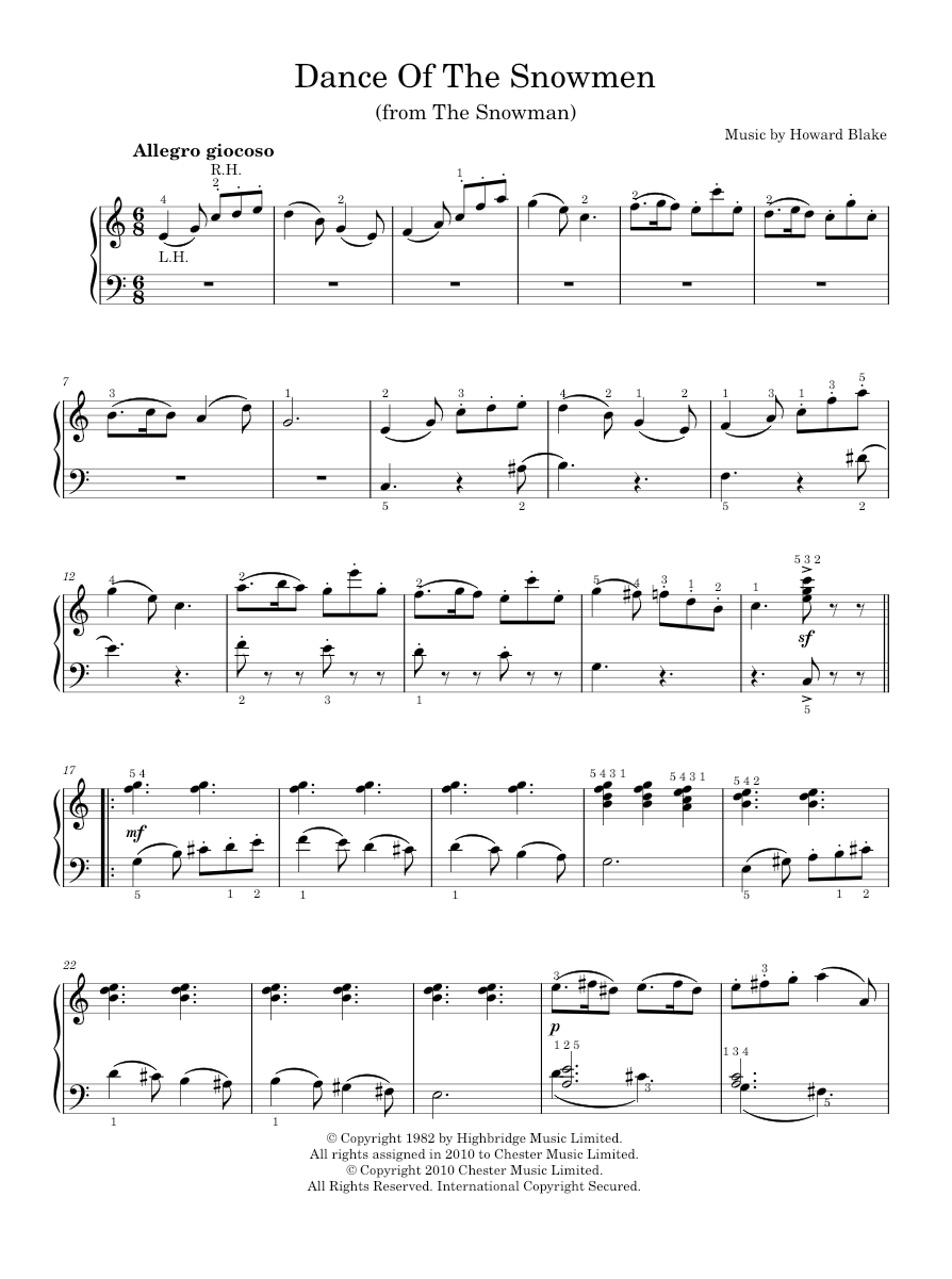 Play Official version of Dance Of The Snowmen Sheet Music by Howard ...