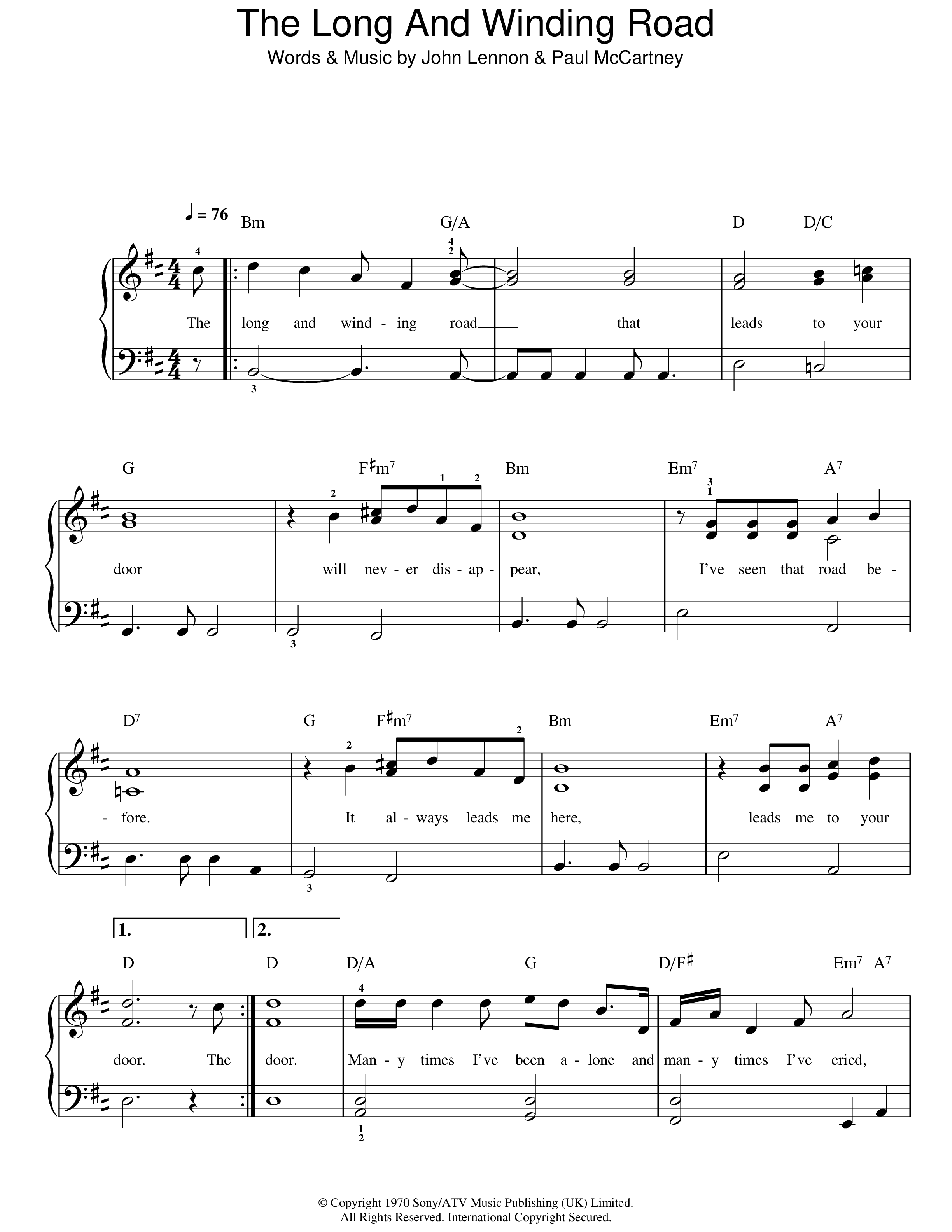 Play Official version of The Long And Winding Road sheet music by John ...
