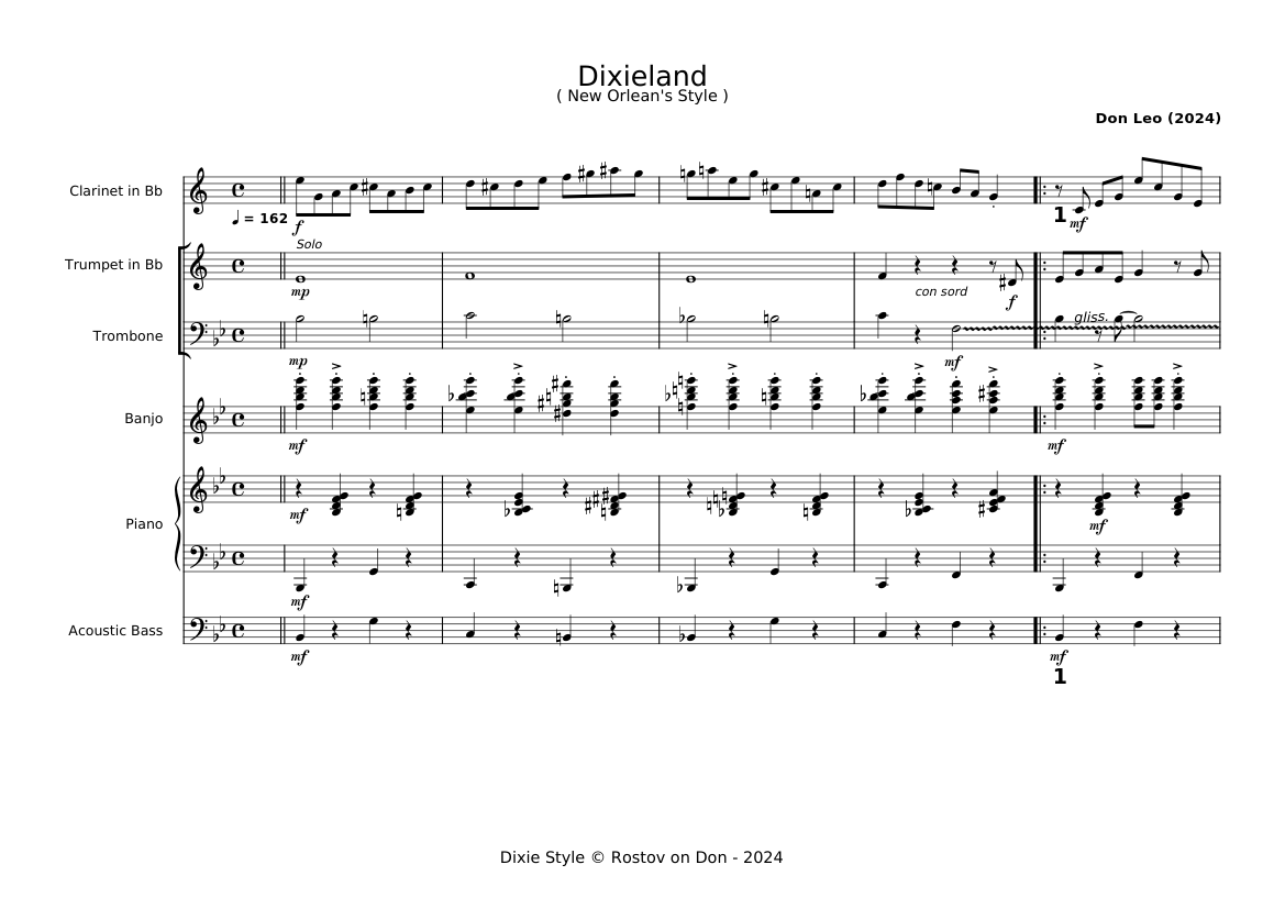 Dixieland (New Orleans Style) by Don Leo Sheet music for Piano ...