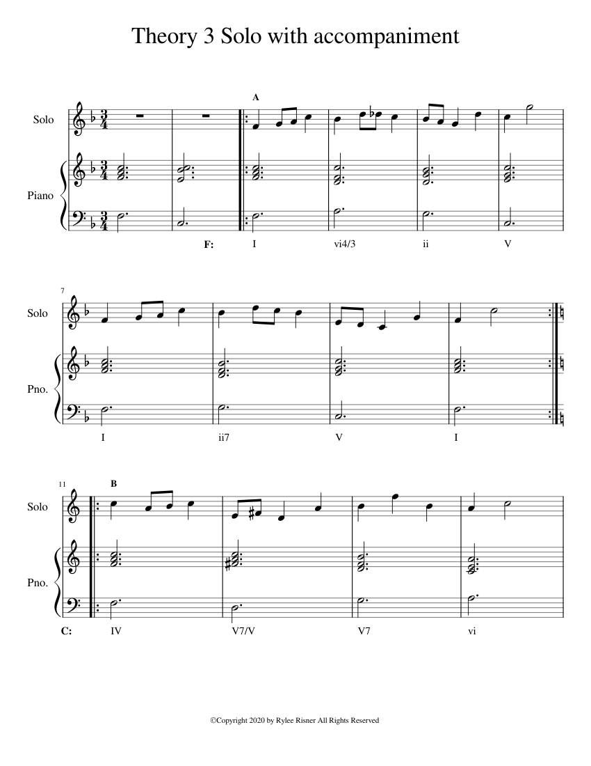 Theory 3 Solo and accompaniment Sheet music for Piano (Piano Duo ...
