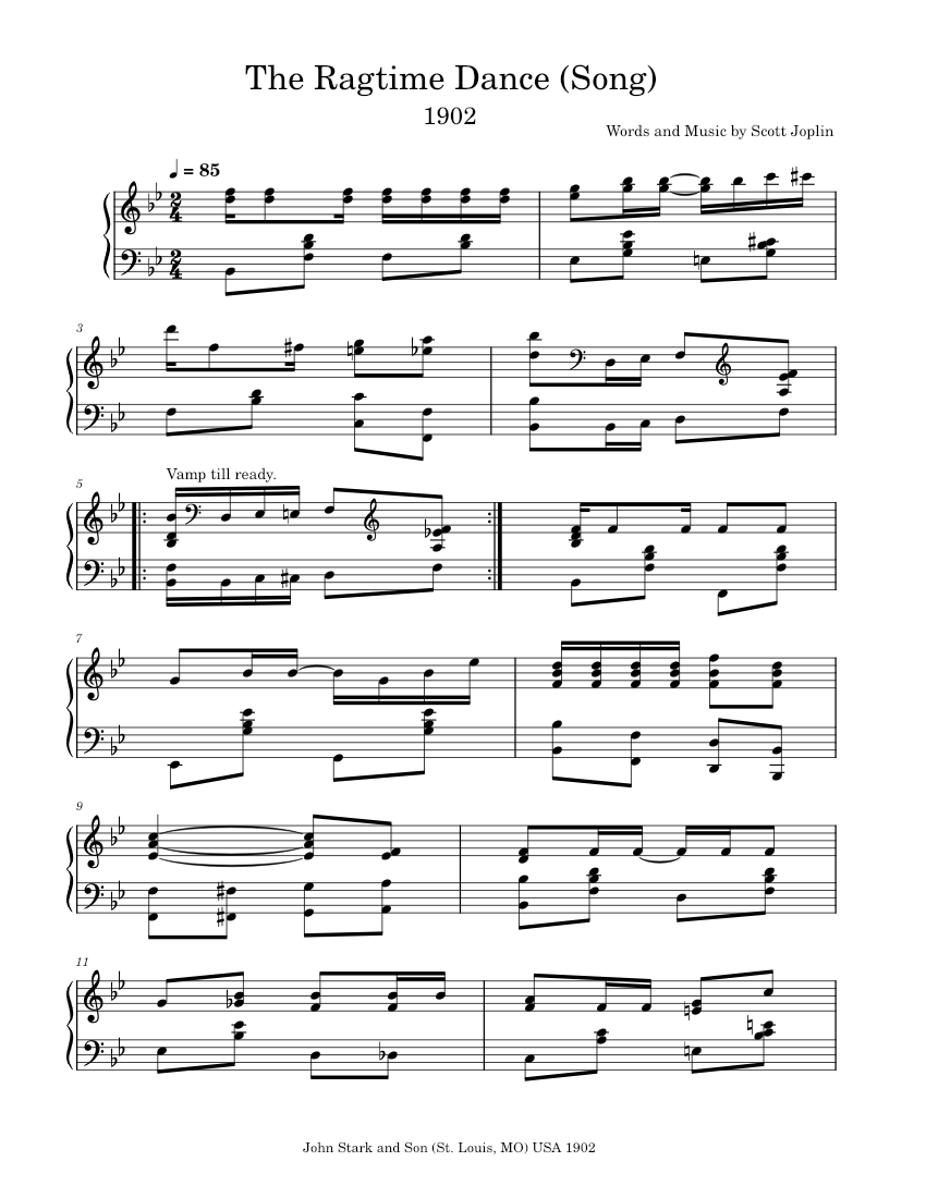 The Ragtime Dance (Song) by Scott Joplin (1902) Sheet music for Piano (Solo) | Musescore.com