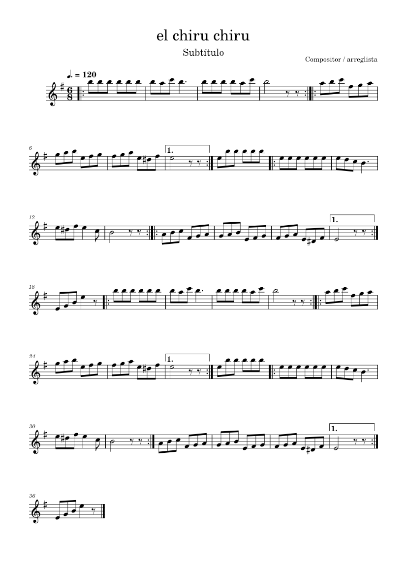 El chiru chiru – Jose "Jach´a" Flores el chiru chiru Sheet music for ...