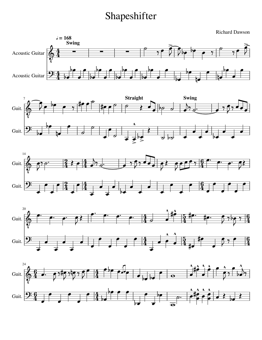 Shapeshifter (WIP) Sheet music for Guitar (Mixed Duet) | Musescore.com