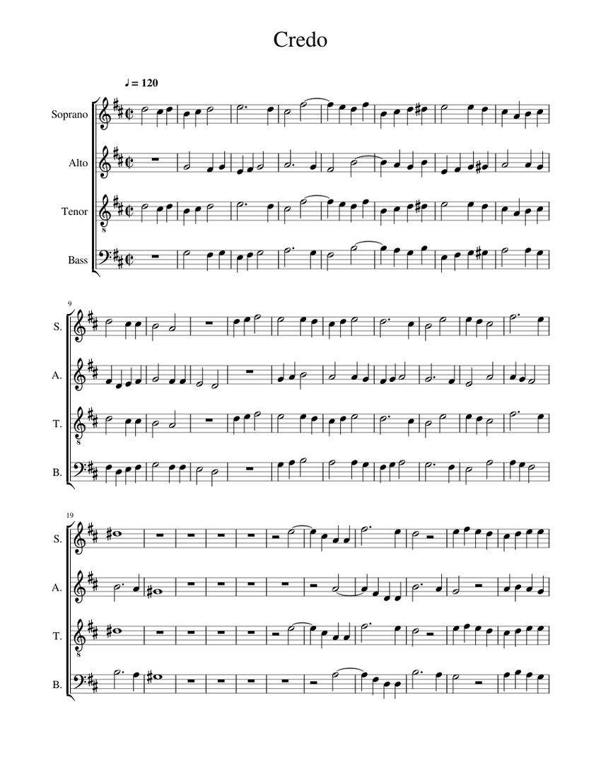 Credo all Sheet music for Soprano, Alto, Tenor, Bass voice (Choral ...