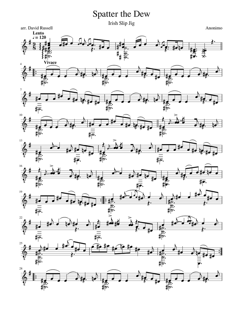 Spatter The Dew - Misc tunes Sheet music for Guitar (Solo) | Musescore.com