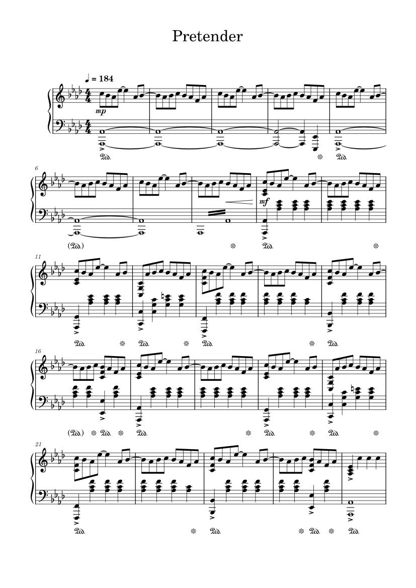 Pretender – official髭男dism Sheet music for Piano (Solo) | Musescore.com