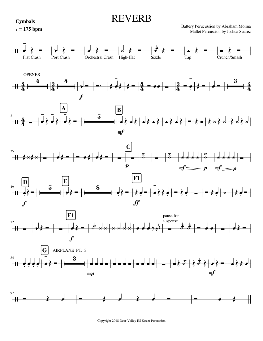 REVERB cymbals Sheet music for Crash (Solo) | Musescore.com