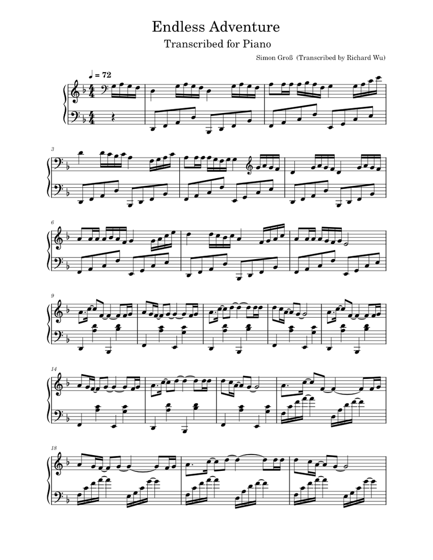Endless Adventure – Simon Groß Sheet music for Piano (Solo) | Musescore.com