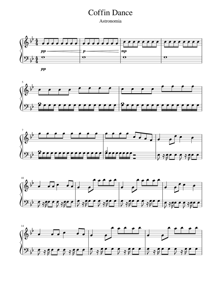 Coffin Dance Sheet music for Piano (Solo) | Download and print in PDF ...