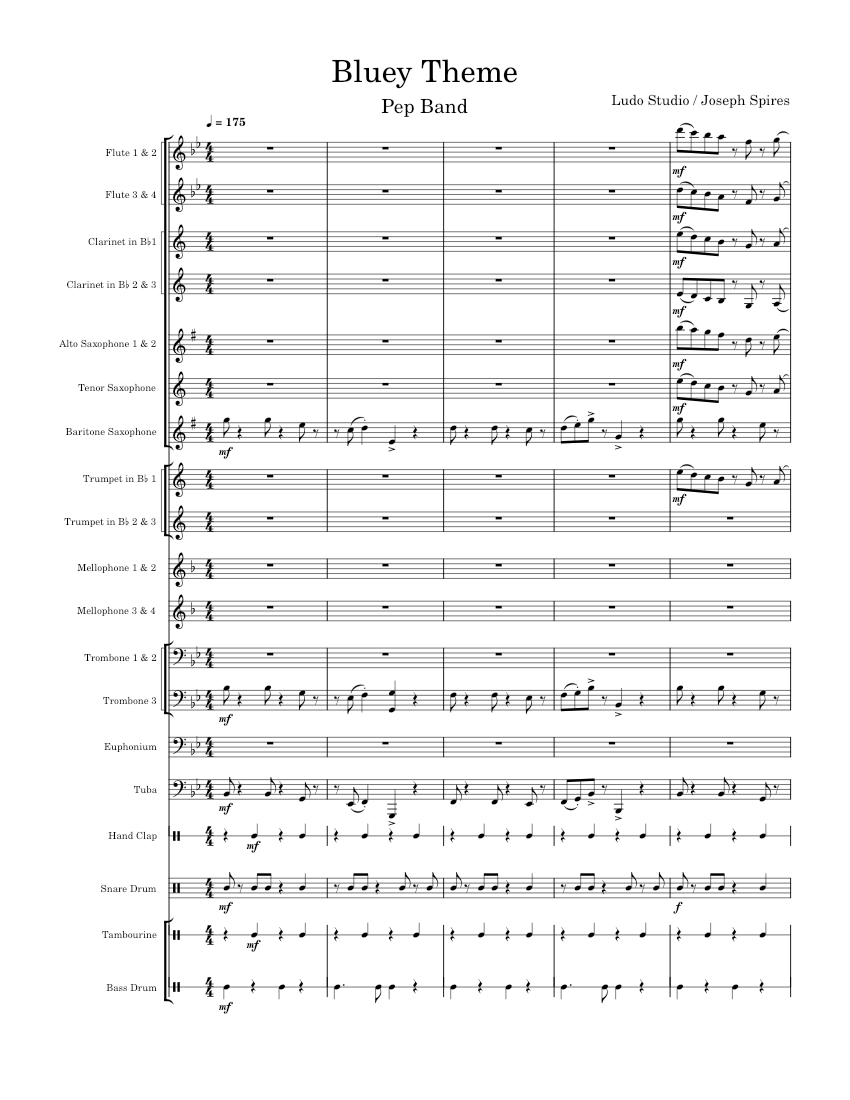 "Bluey" Theme Song (From Ludo Studios' "Bluey") – Joff Bush Bluey Sheet ...