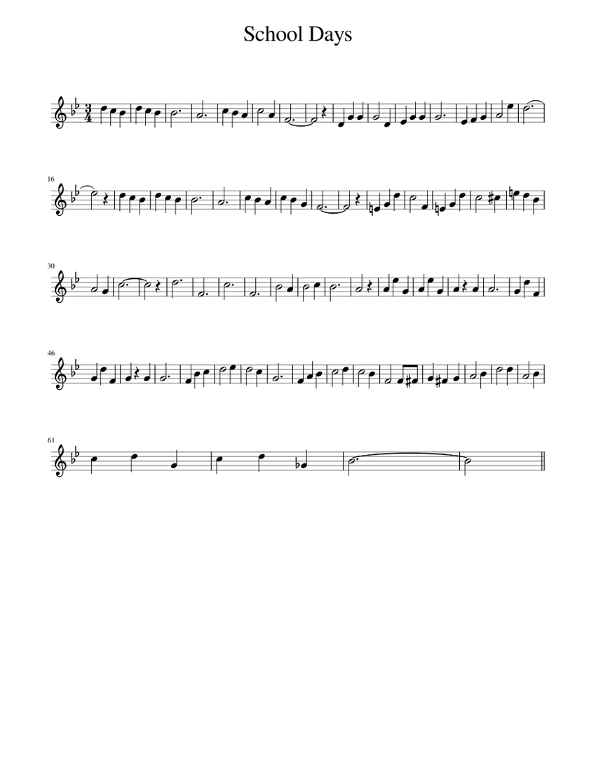 School Days Sheet music for Piano (Solo) | Musescore.com