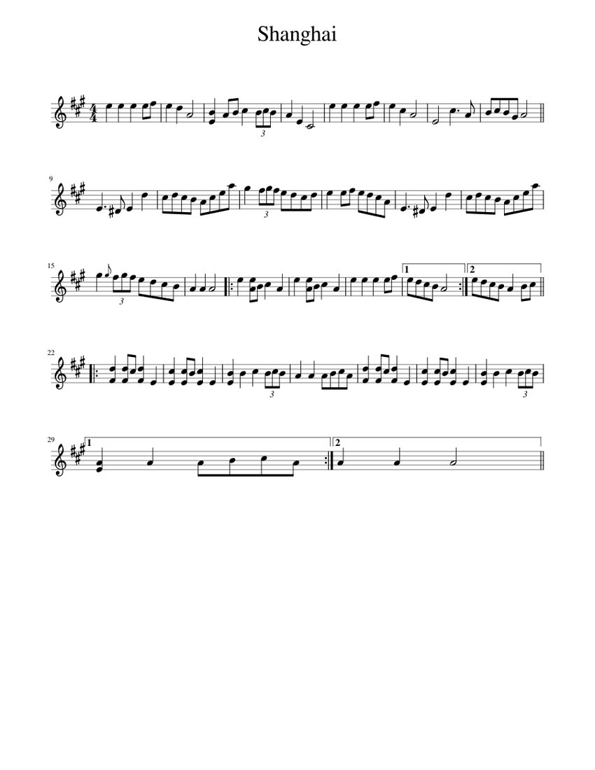 Shanghai Sheet music for Piano (Solo) Easy | Musescore.com