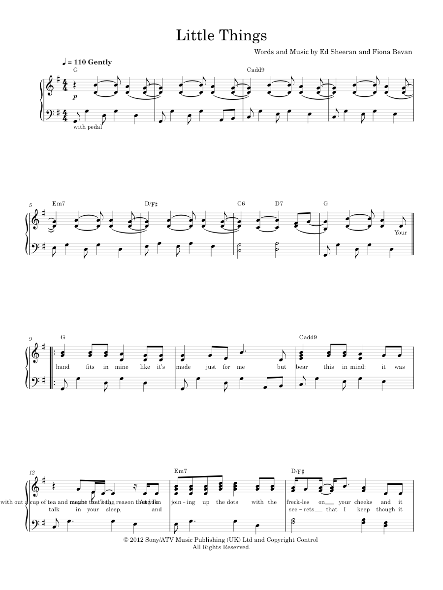 Play Official version of One thing Sheet Music by One Direction for ...