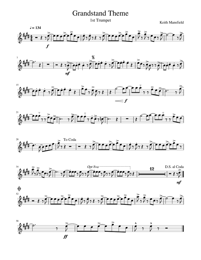 Grandstand Theme Tune Sheet music for Trumpet in b-flat (Solo ...