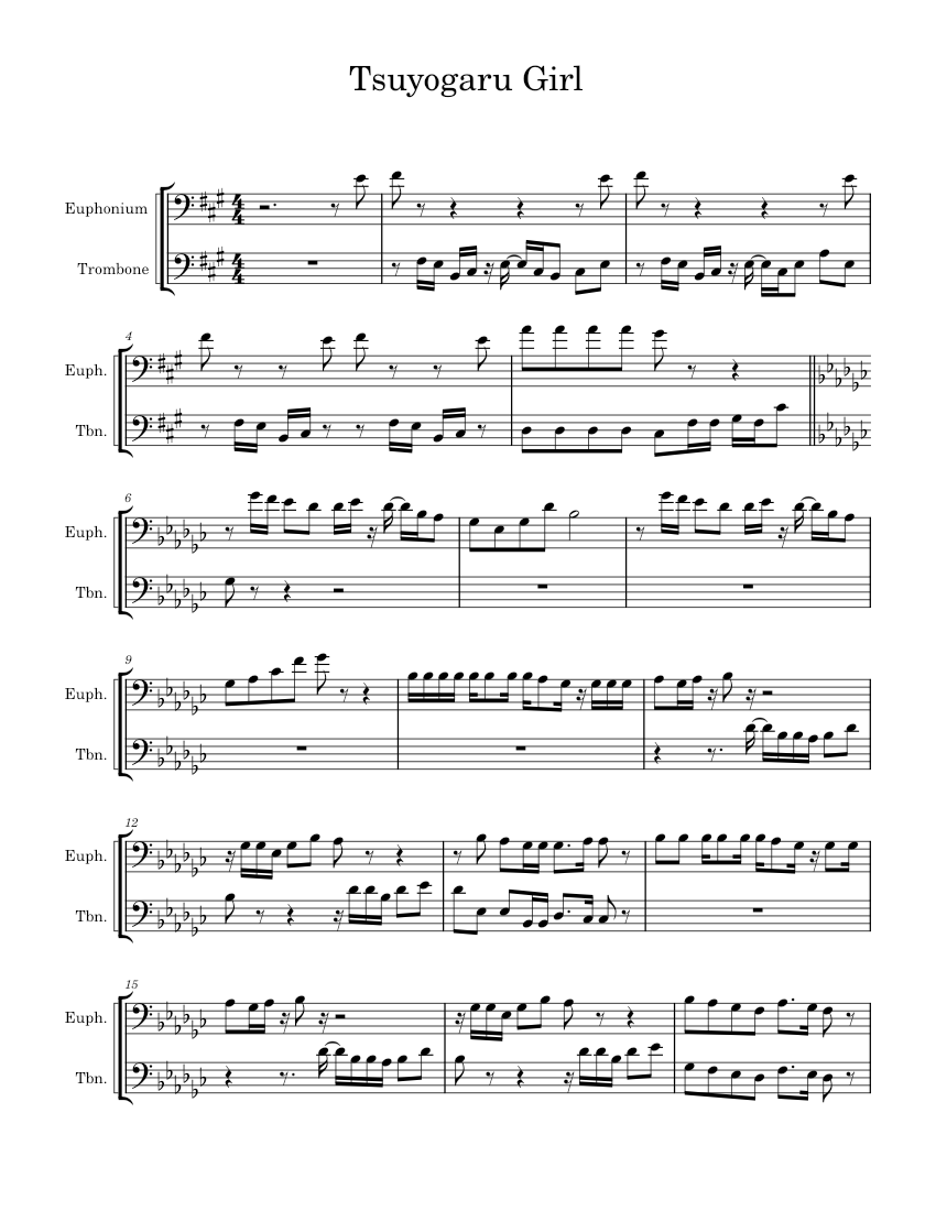 Makeine: Too many losing heroines op Sheet music for Trombone, Tuba ...