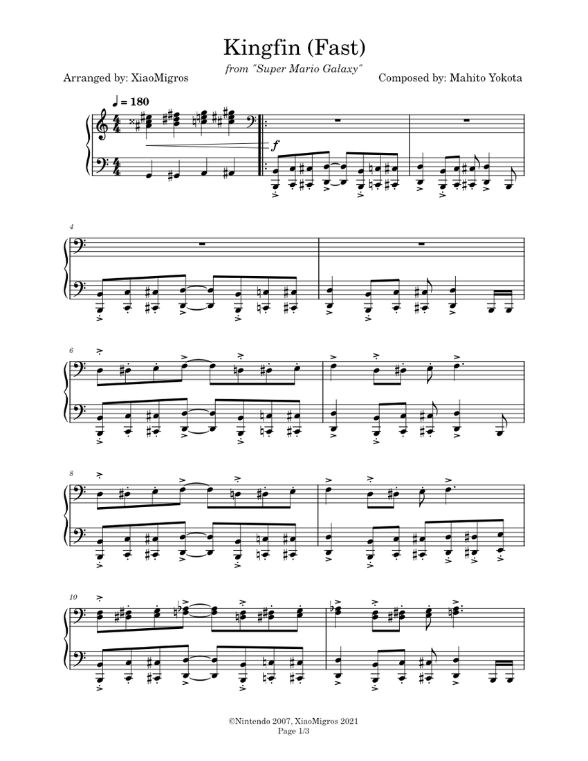 Kingfin (Fast) - Super Mario Galaxy Sheet music for Piano (Solo ...