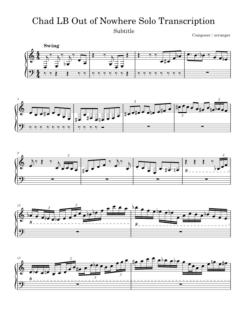 Out Of Nowhere – Johnny Green Chad LB Out of Nowhere Solo Transcription ...