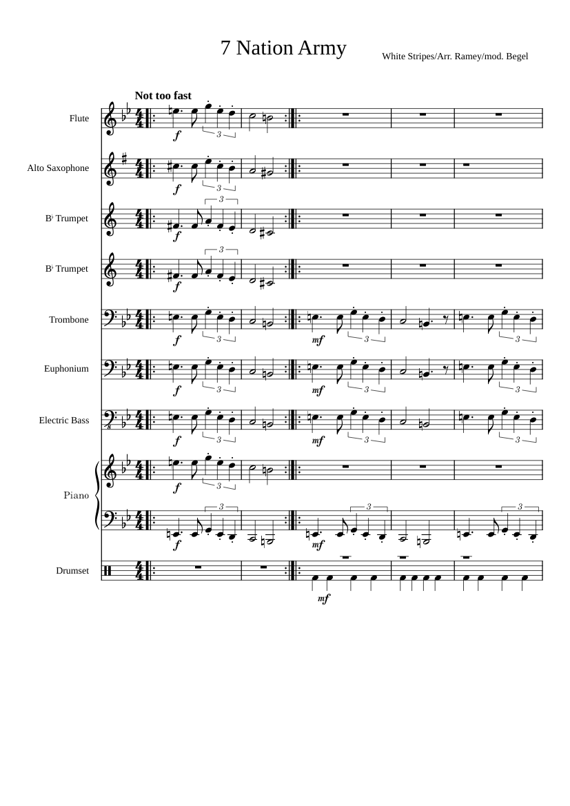 Seven nation army – The White Stripes Sheet Music for Piano, Trombone ...