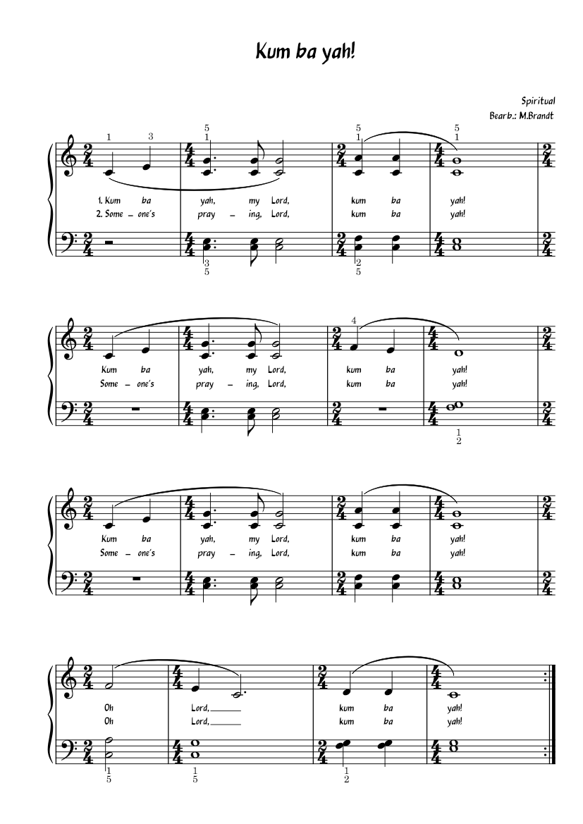 Kum ba yah – African-American Spiritual Sheet music for Piano (Solo ...