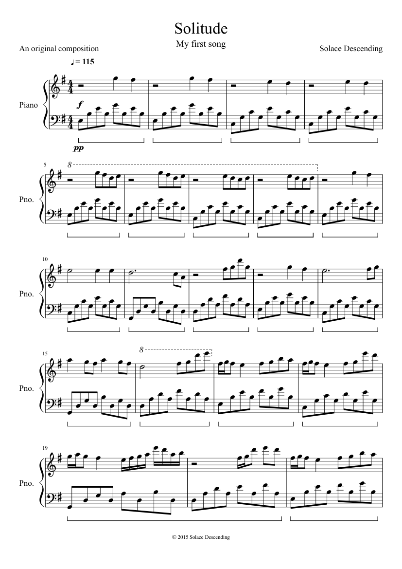 Solitude Sheet Music for Piano (Solo) | MuseScore.com