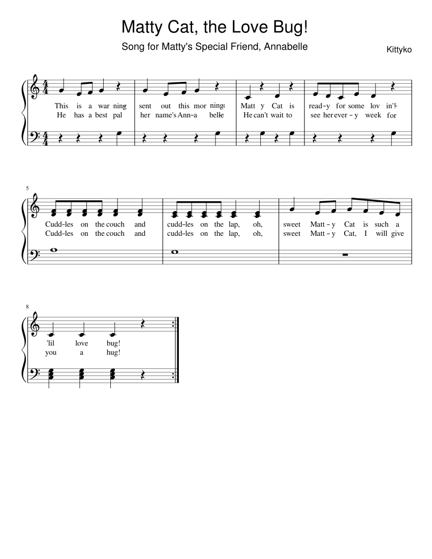 Matty Cat Sheet music for Piano (Solo) Easy | Musescore.com