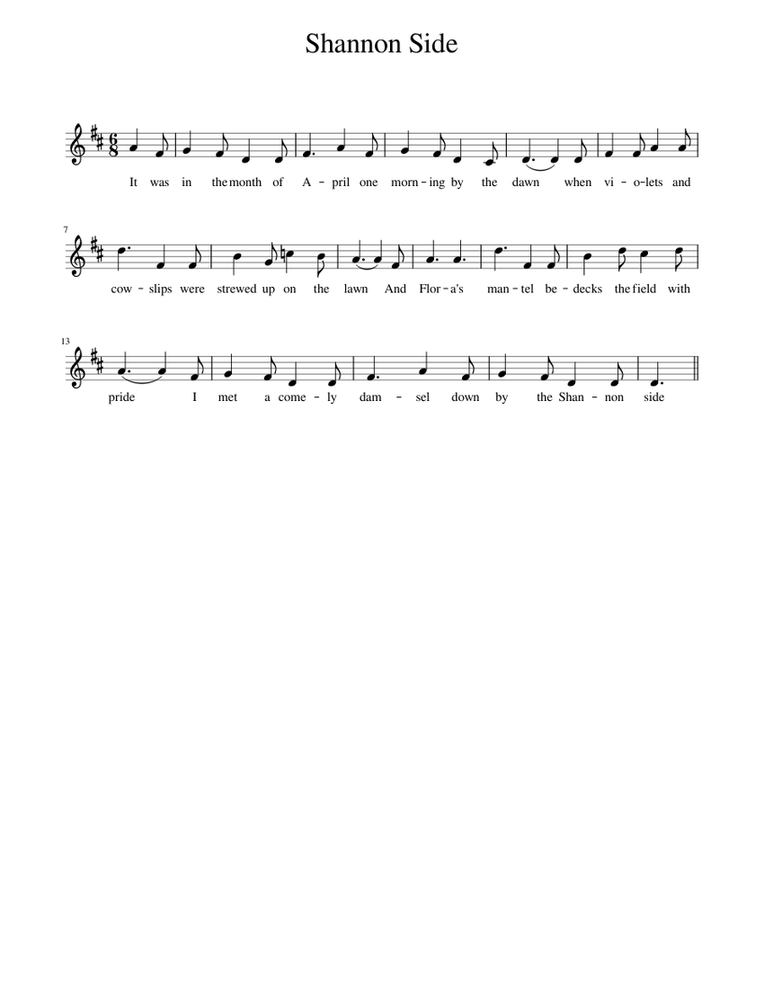 Shannon Side Sheet music for Piano (Solo) Easy | Musescore.com