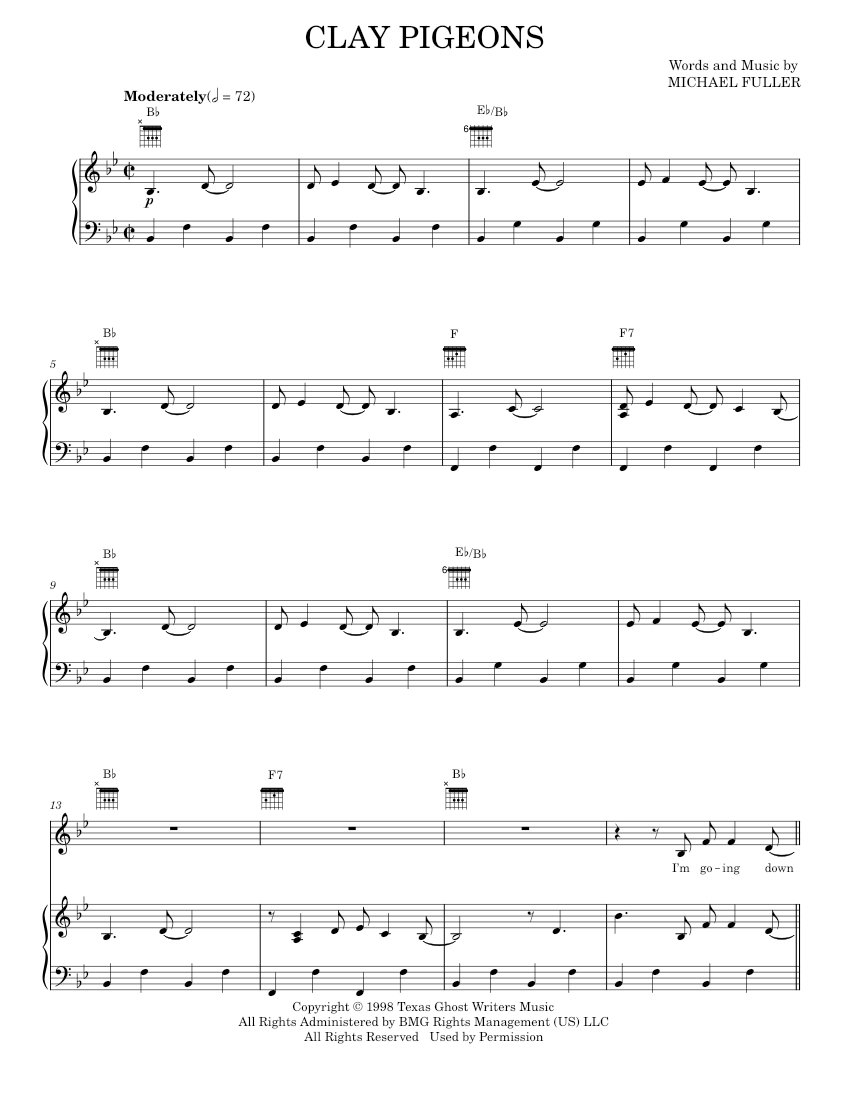 Play Official version of Clay pigeons Sheet Music by John Prine for ...