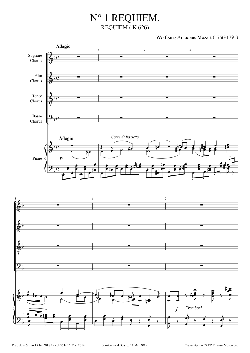 Requiem in D minor, K 626 - Requiem by Wolfgang Amadeus Mozart Sheet ...