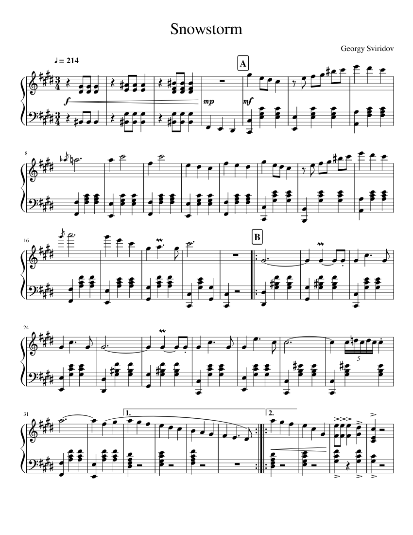 Snowstorm (Piano Arrangement [WIP]) Sheet music for Piano (Solo ...