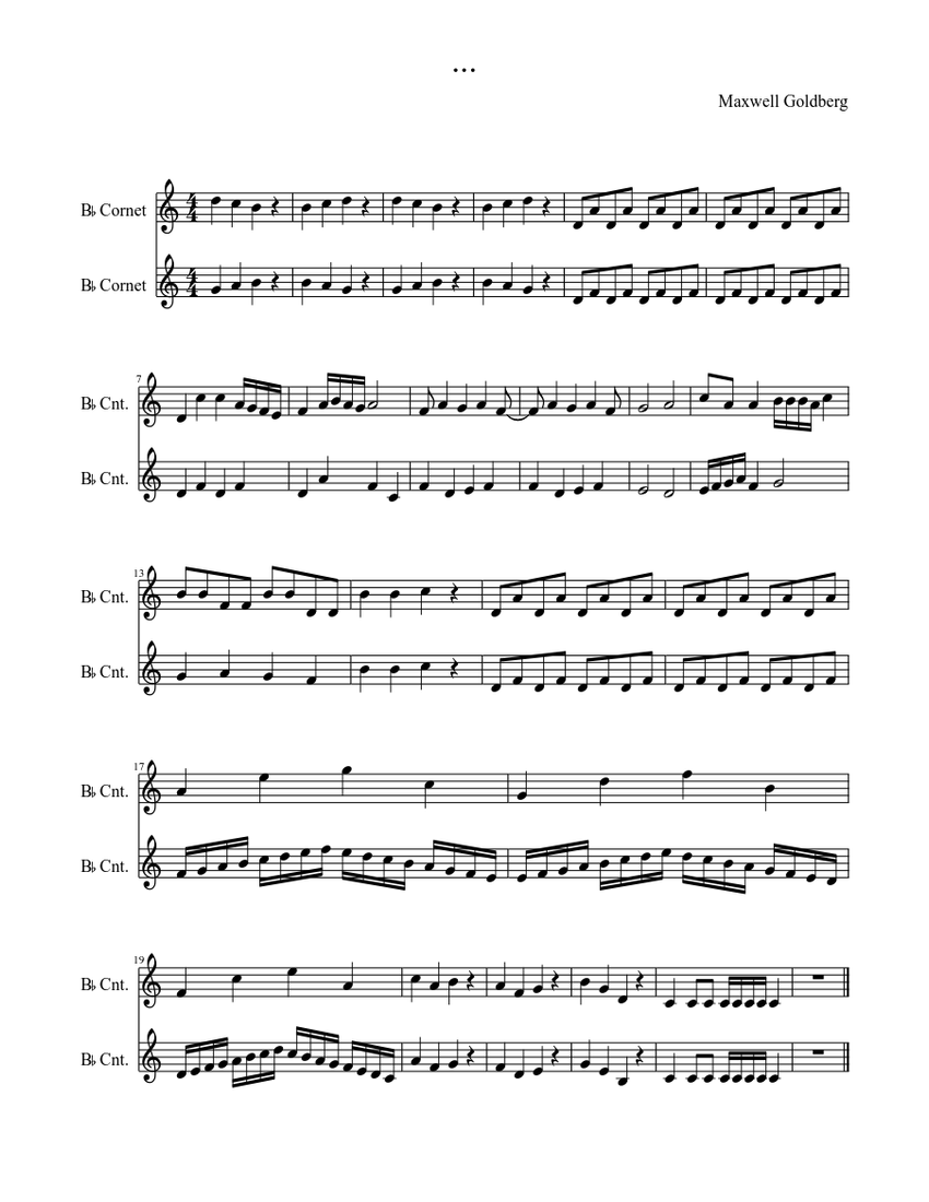 Trumpet Duet Sheet music for Cornet (Brass Duet) | Musescore.com