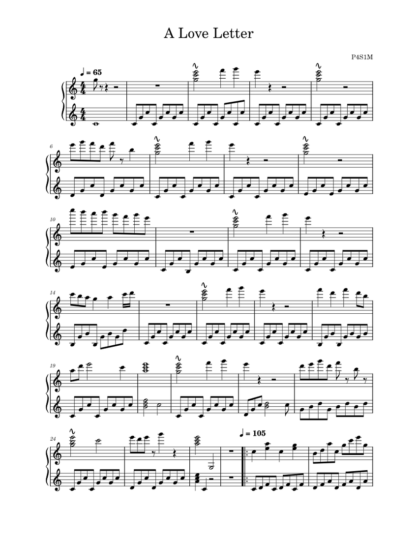 A Love Letter Sheet music for Piano (Solo) Easy | Musescore.com