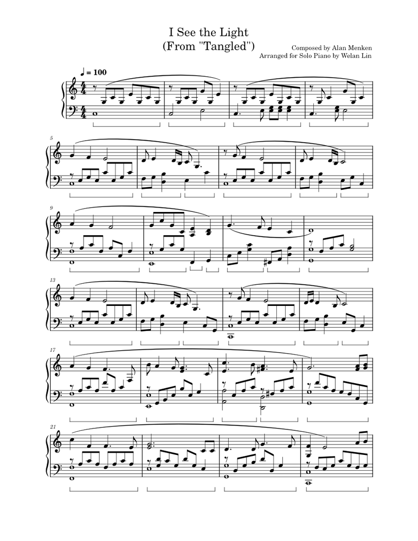 I See The Light (from Disney's Tangled) – Alan Menken Sheet music for ...