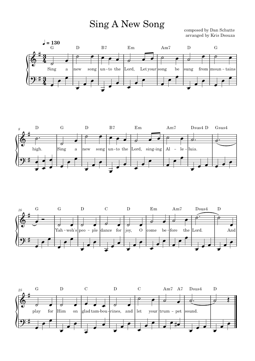 Sing A New Song – Dan Schutte Sheet Music for Piano (Solo) Easy ...