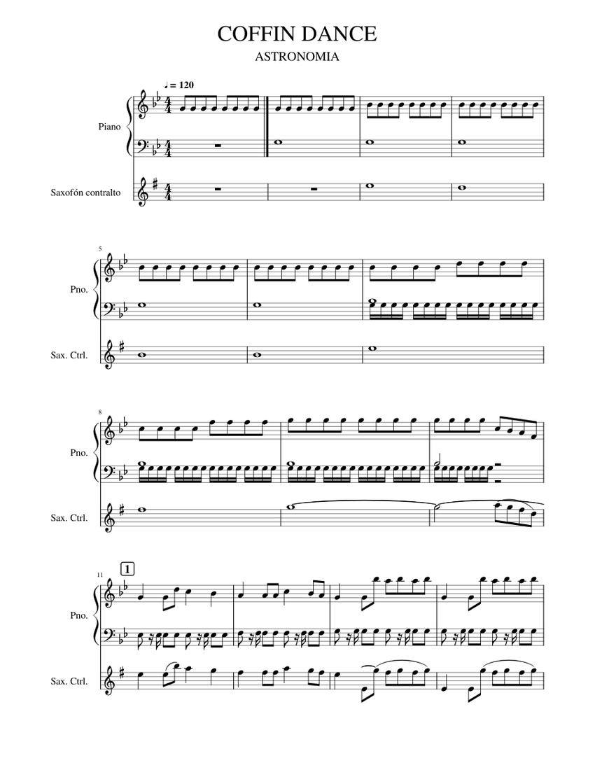 Saxofón contralto Sheet music for Piano, Saxophone alto (Solo ...