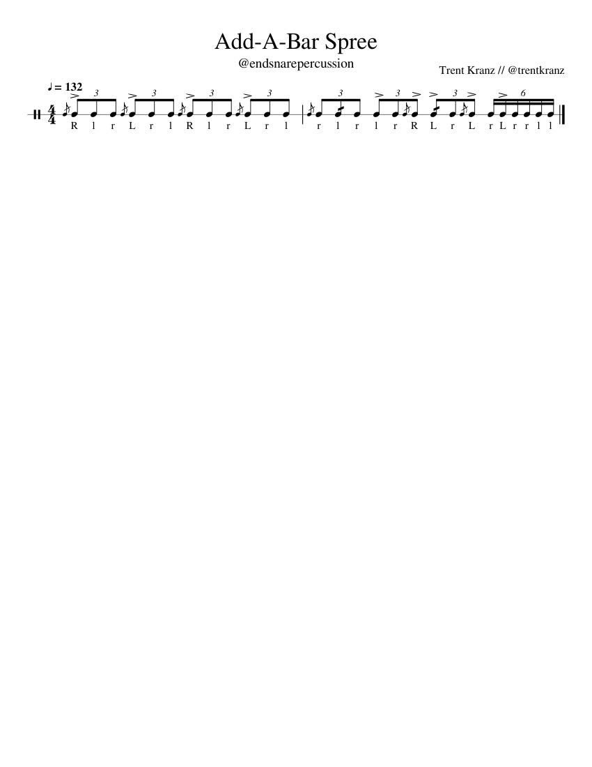 Add-A-Bar Spree Sheet music for Snare Drum (Solo) | Musescore.com