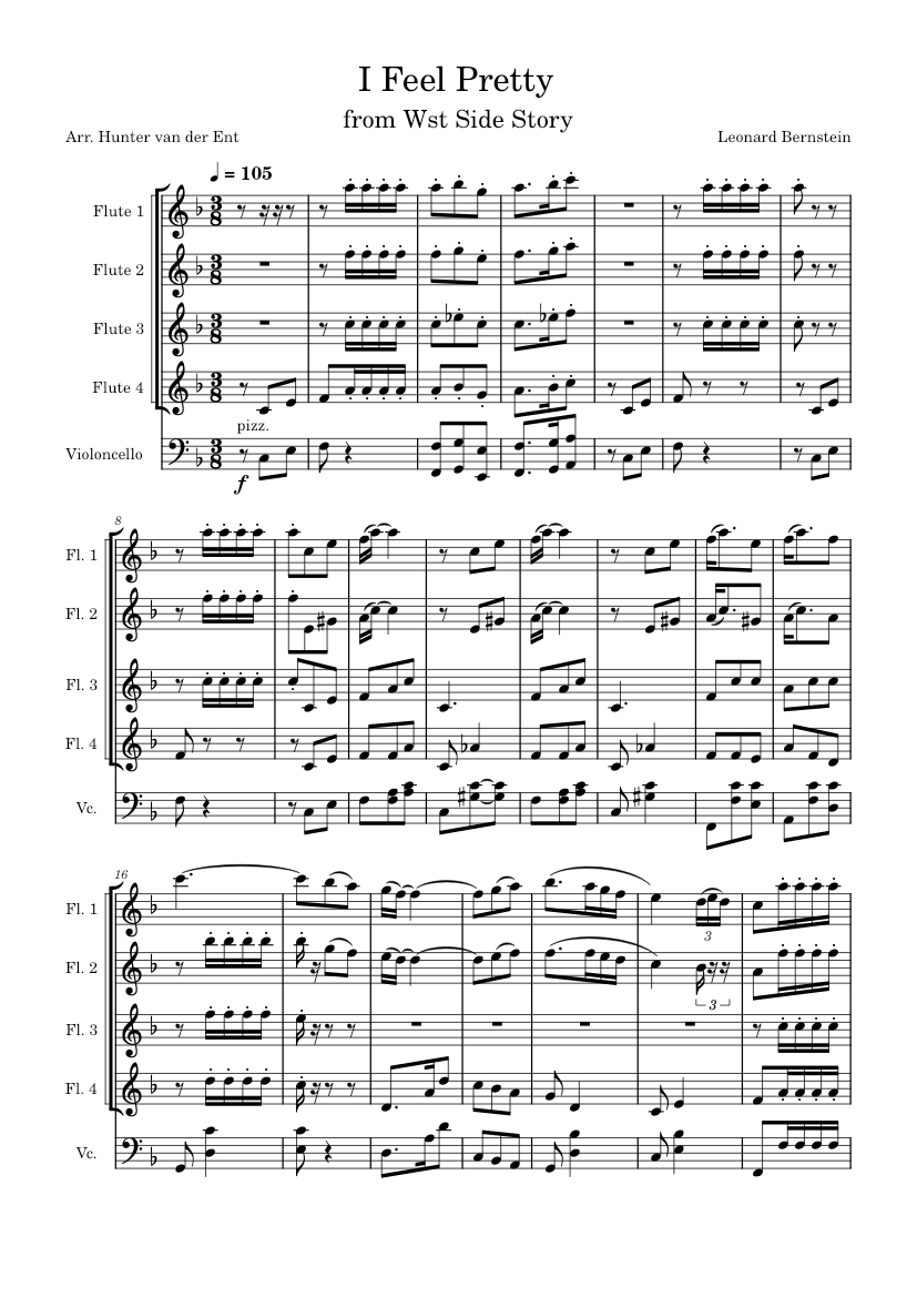 I Feel Pretty (West Side Story) – Leonard Bernstein I Feel Pretty Sheet ...