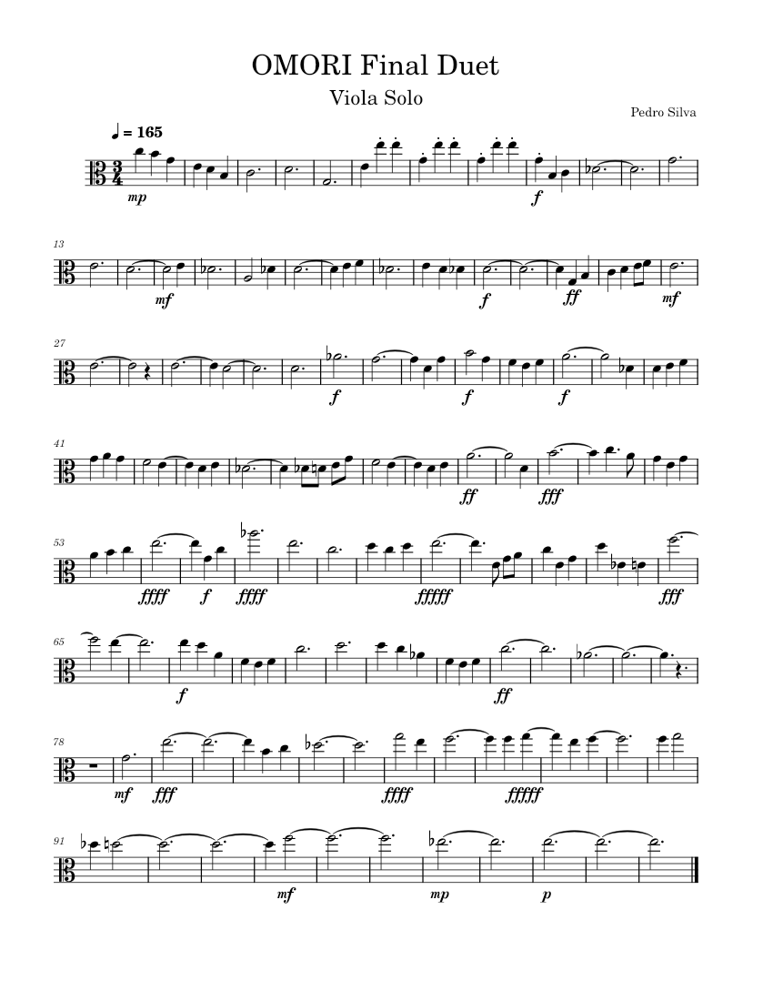 Final Duet Pedro Silva Final Duet OMORI Sheet Music For Viola Solo Final Duet Pedro Silva Final Duet OMORI Sheet Music For Viola Solo