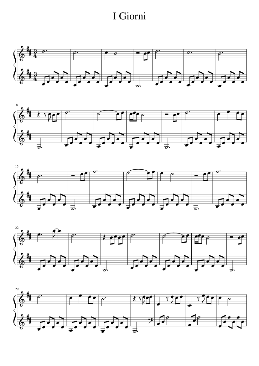 I Giorni Sheet Music for Piano (Solo) Easy | MuseScore.com