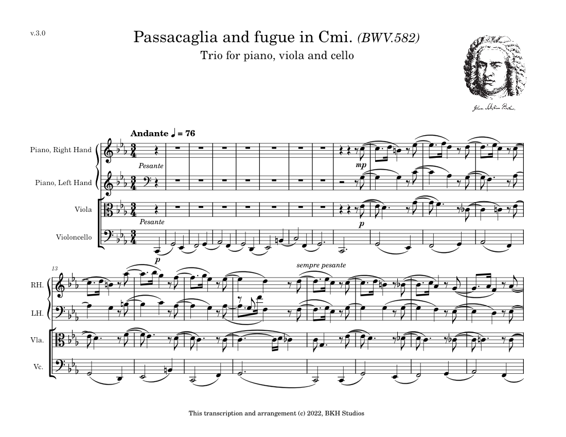 Passacaglia in C minor, BWV 582 – Johann Sebastian Bach Sheet music for ...