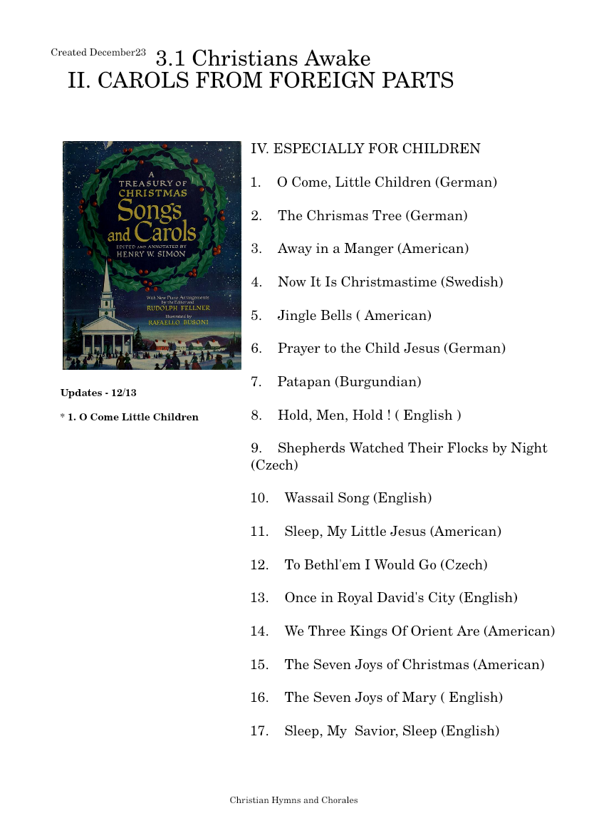 A Treasury Of Christmas Songs and Carols - Chapter 4 - Especially For ...