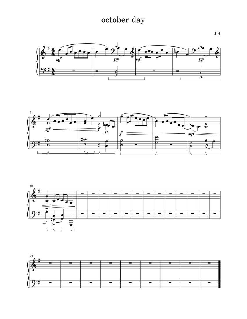 october day Sheet music for Piano (Solo) | Musescore.com