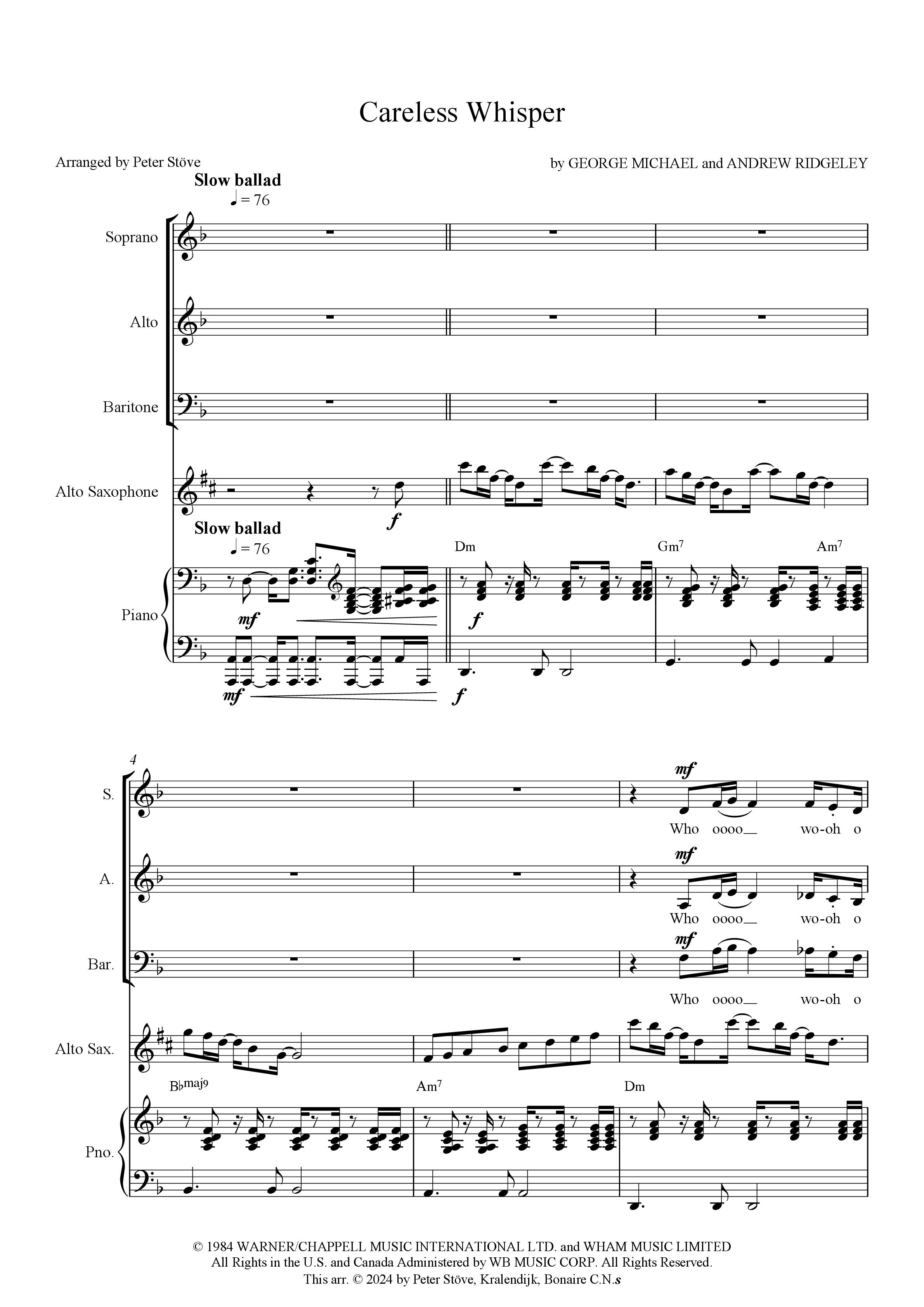 Play Official version of Careless Whisper Sheet Music by George Michael ...