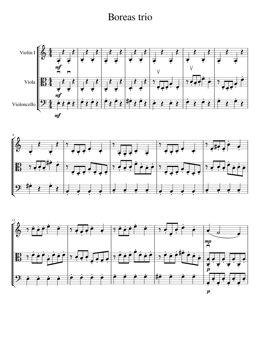 Boreas trio Sheet Music for Violin, Viola, Cello (String Trio ...