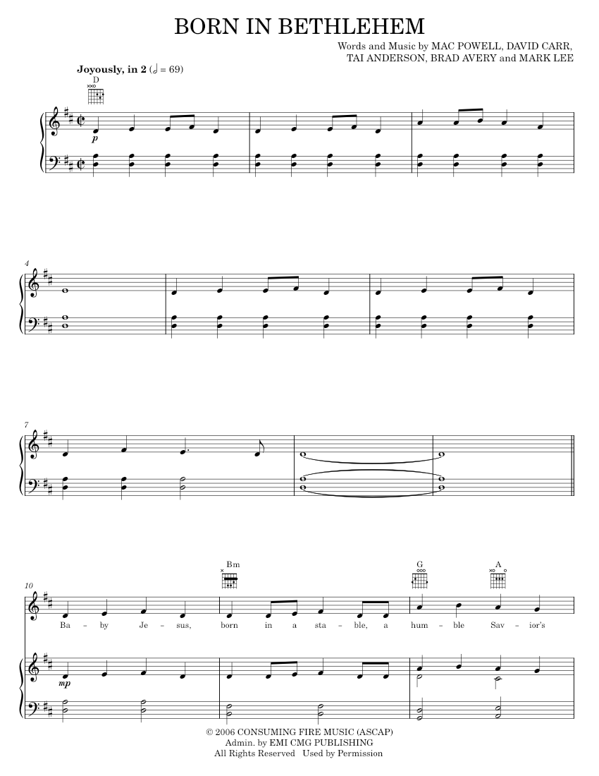 Play Official version of Born in bethlehem sheet music by Third Day for ...