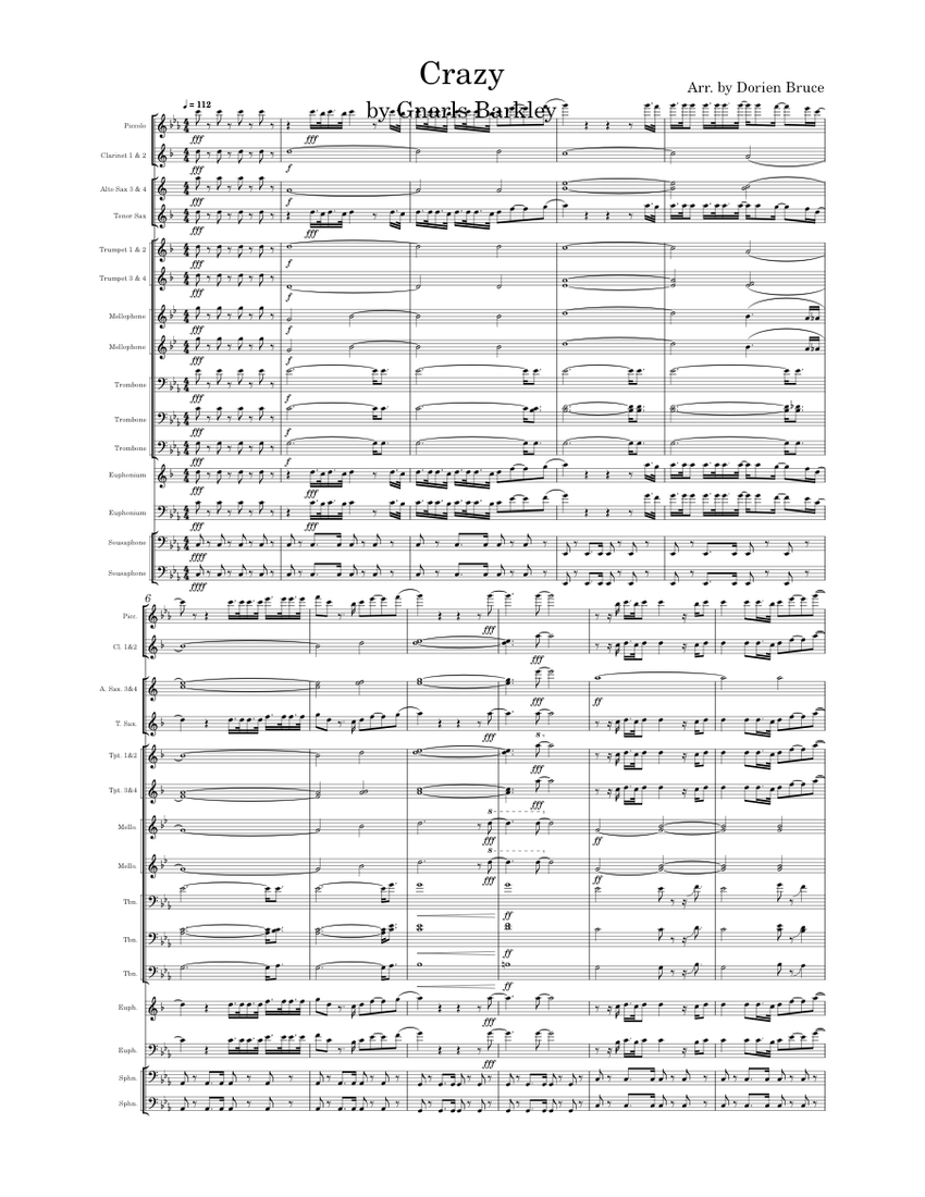 Crazy Sheet music for Trombone, Euphonium, Mellophone, Flute piccolo ...